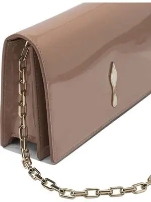 CHRISTIAN LOUBOUTIN Patent Leather Clutch With Chain Strap - Pink