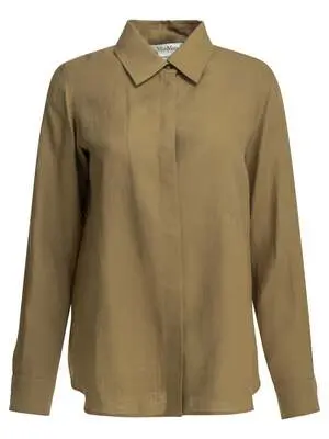 Max Mara Linen Shirt With Monogram Embroidery - Brown
