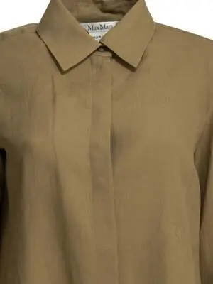 Max Mara Linen Shirt With Monogram Embroidery - Brown