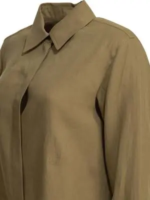 Max Mara Linen Shirt With Monogram Embroidery - Brown