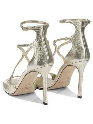 JIMMY CHOO Azia 95mm Metallic Strappy Heeled Sandals - Gold