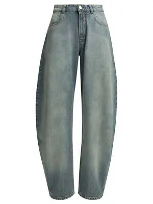 Alaïa Wide-leg Jeans In Raw Denim Délav - Light Blue
