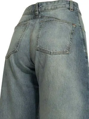 Alaïa Wide-leg Jeans In Raw Denim Délav - Light Blue