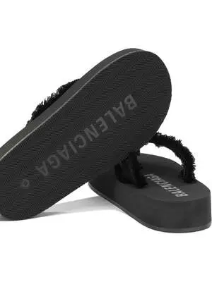 Balenciaga Jet Leg Low Flatform Sandals - Black