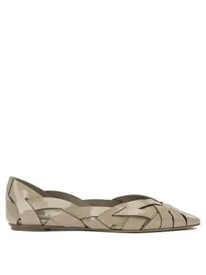 DEL CARLO Woven Leather Ballerinas - Beige