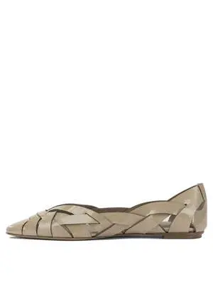 DEL CARLO Woven Leather Ballerinas - Beige