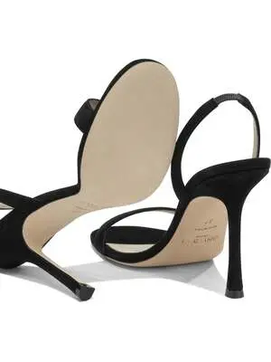 JIMMY CHOO Jenn 100mm Suede Heeled Sandals - Black