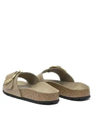 BIRKENSTOCK Madrid Big Buckle Oiled Nubuck Leather Slides - Brown