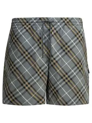 Burberry Check Beach Shorts - Blue