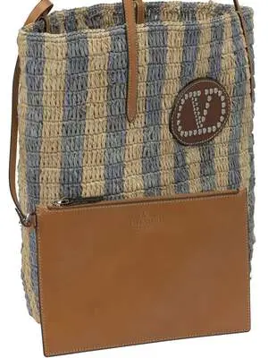 Valentino Garavani Vlogo Raffia Shoulder Bag