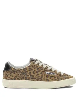 AUTRY Leopard Print Suede Lace-up Sneakers - Brown