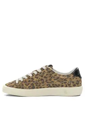 AUTRY Leopard Print Suede Lace-up Sneakers - Brown