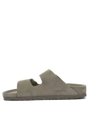 BIRKENSTOCK Arizona Exquisite Low Suede Sandals With Adjustable Buckle Straps - Grey