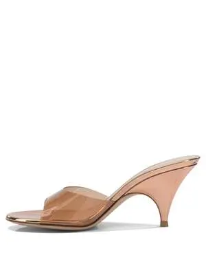 GIANVITO ROSSI Sofia 70 Mm Metallic Leather And Plexi Mules