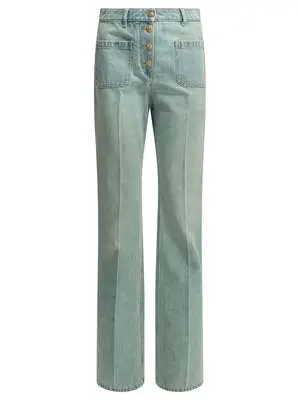 Valentino Garavani Straight Leg Jeans With Vlogo Buttons - Light Blue