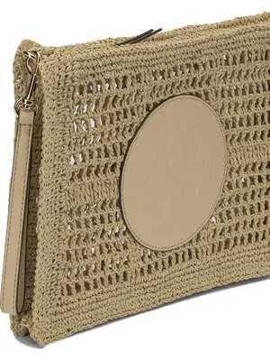 Tory Burch Woven Straw Clutch - Beige