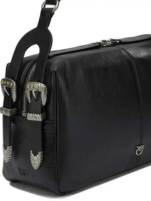 Pinko Leather Shoulder Bag With Buckle Detail