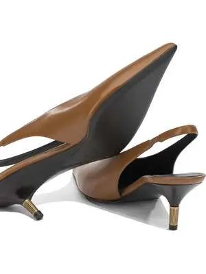 Khaite Bella 55mm Slingback With Sculpted Wedge - Brown