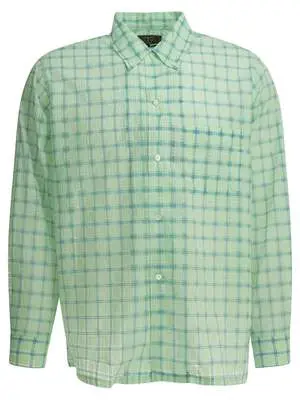 BEAMS Open Bd Nylon Airy Plaid" Casual Shirt