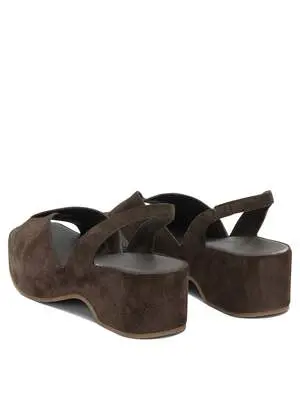 DEL CARLO Platform Slingback Sandals - Brown
