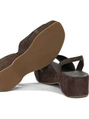 DEL CARLO Platform Slingback Sandals - Brown