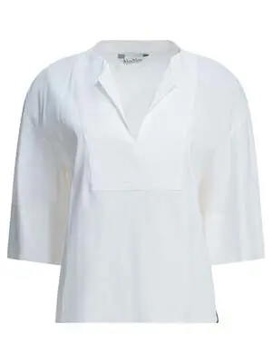 Max Mara Linen Blend Blouse With V-cut Inlay
