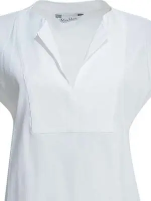 Max Mara Linen Blend Blouse With V-cut Inlay
