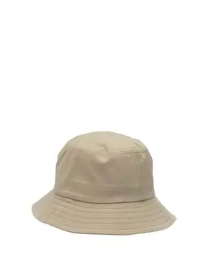 AMI Paris Cotton Bucket Hat With Embroidered Logo - Beige