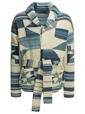 Polo Ralph Lauren Woven Knit Cardigan With Shawl Collar And Belt