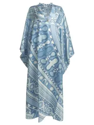 Emilio Pucci Silk Twill Soleil Caftan Dress - Light Blue