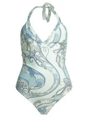 Emilio Pucci Pucci Orchidee One-Piece Swimsuit Light Blue