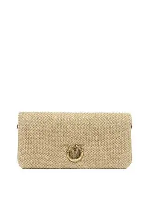 Pinko Woven Crossbody Bag With Gold Tone Clasp