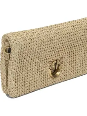 Pinko Woven Crossbody Bag With Gold Tone Clasp