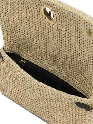 Pinko Woven Crossbody Bag With Gold Tone Clasp