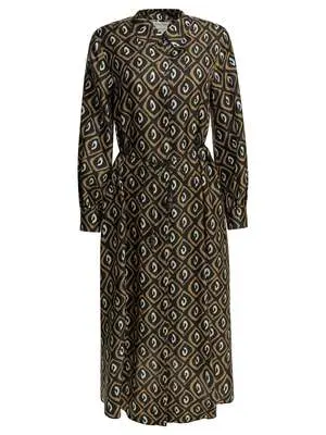 Max Mara Long Printed Silk Chemisier Dress