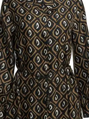 Max Mara Long Printed Silk Chemisier Dress