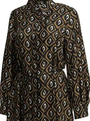 Max Mara Long Printed Silk Chemisier Dress