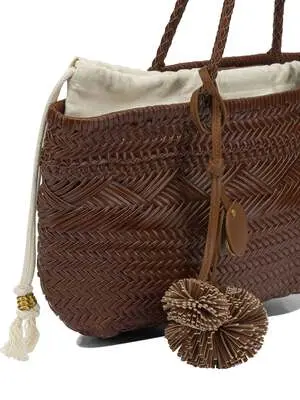 GIANNI CHIARINI Woven Leather Shoulder Bag With Drawstring Closure