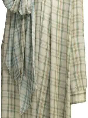 Acne Studios Plaid Long Sleeve Dress With Tie Detail - Green