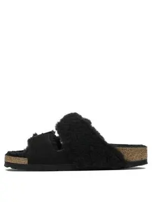BIRKENSTOCK Arizona Shearling Slip-on Sandals - Black