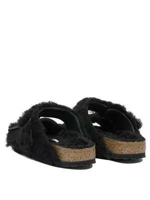 BIRKENSTOCK Arizona Shearling Slip-on Sandals - Black