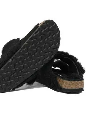 BIRKENSTOCK Arizona Shearling Slip-on Sandals - Black