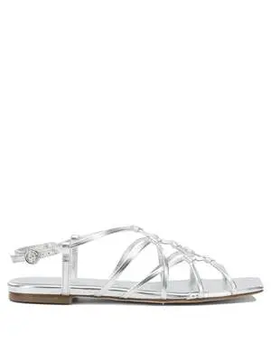 AeydĒ Anisa Low Metallic Leather Sandals - Silver