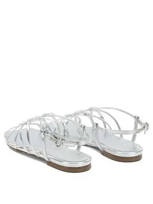 AeydĒ Anisa Low Metallic Leather Sandals - Silver