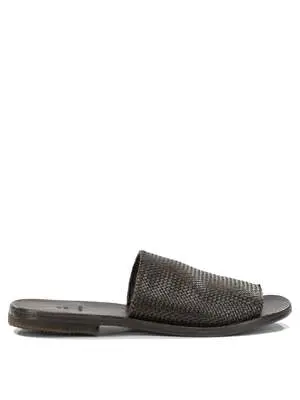 Moma Woven Nappa Leather Slide Sandals - Brown