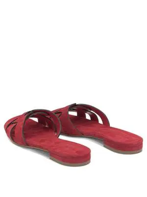 SERGIO LEVANTESI Norma Leather Slides - Red