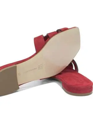 SERGIO LEVANTESI Norma Leather Slides - Red