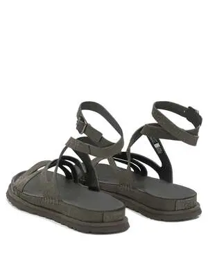 UGG Goldengaze Low Sandals With Crocodile-effect Embossed Leather And Adjustable Ankle Strap