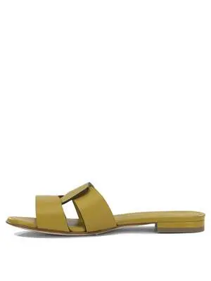 SERGIO LEVANTESI Aria Leather Slides - Yellow