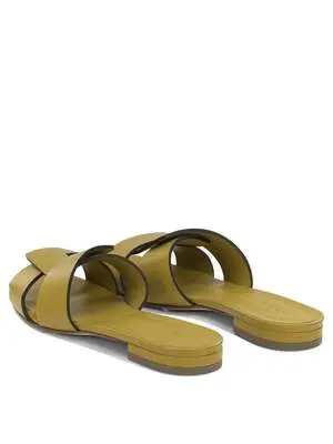 SERGIO LEVANTESI Aria Leather Slides - Yellow